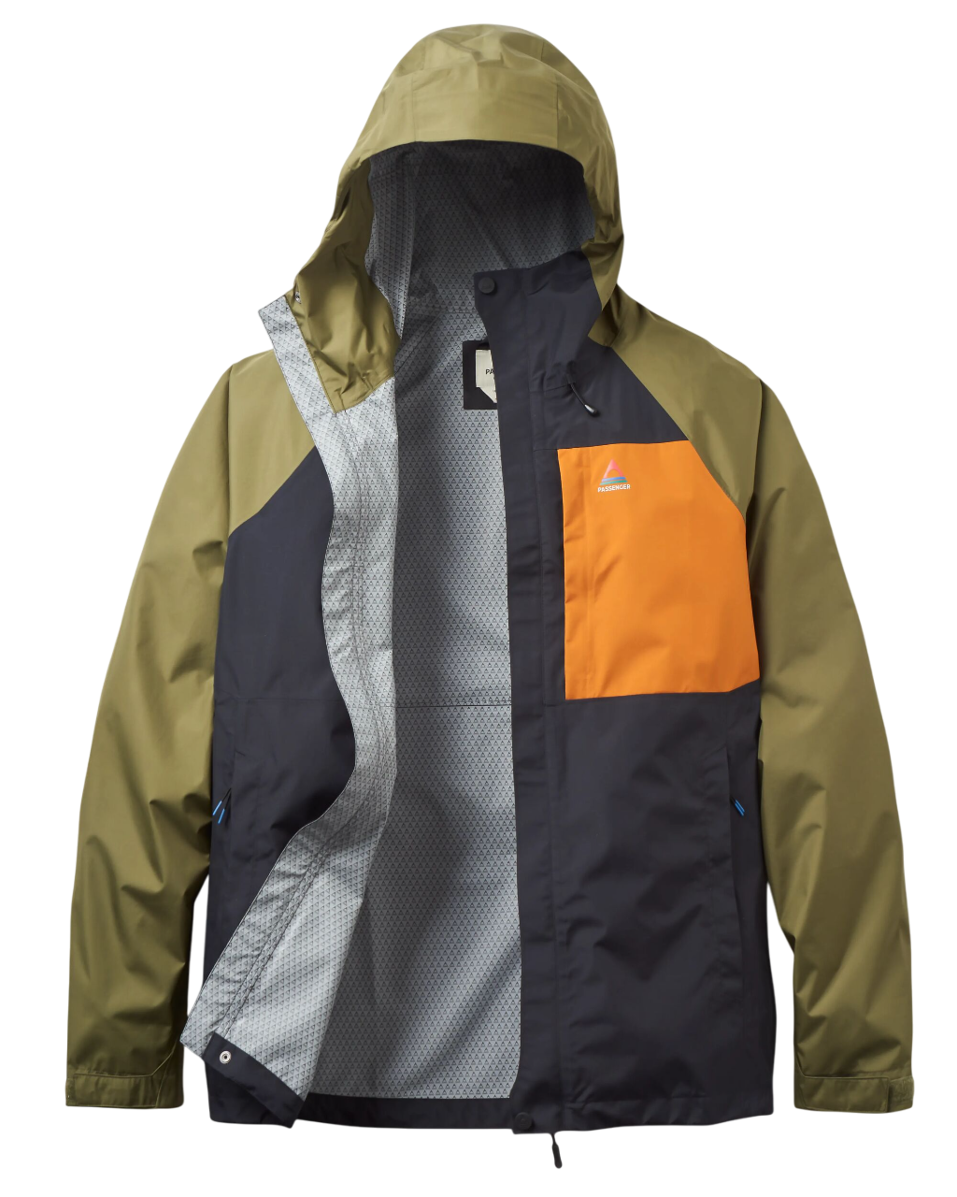 Passenger Men's Trailscape Recycled Waterproof Jacket in Black/Khaki